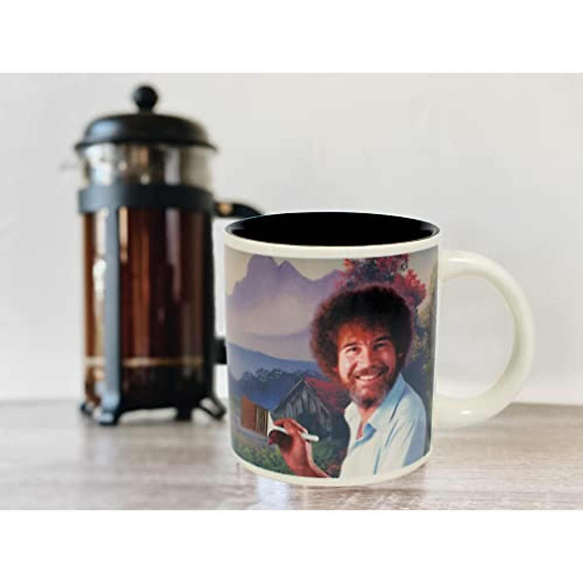 The Unemployed Philosophers Guild Ceramic Bob Ross Self-Painting Mug - in A Fun Gift Box