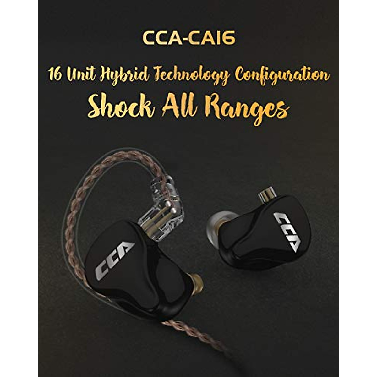 CCA CA16 in Ear Monitor Headphones HiFi 16 Units Balanced IEM High Clarity Sport Earbuds Noise Cancelling Audiophile Bass Earphone for Musicians Singer