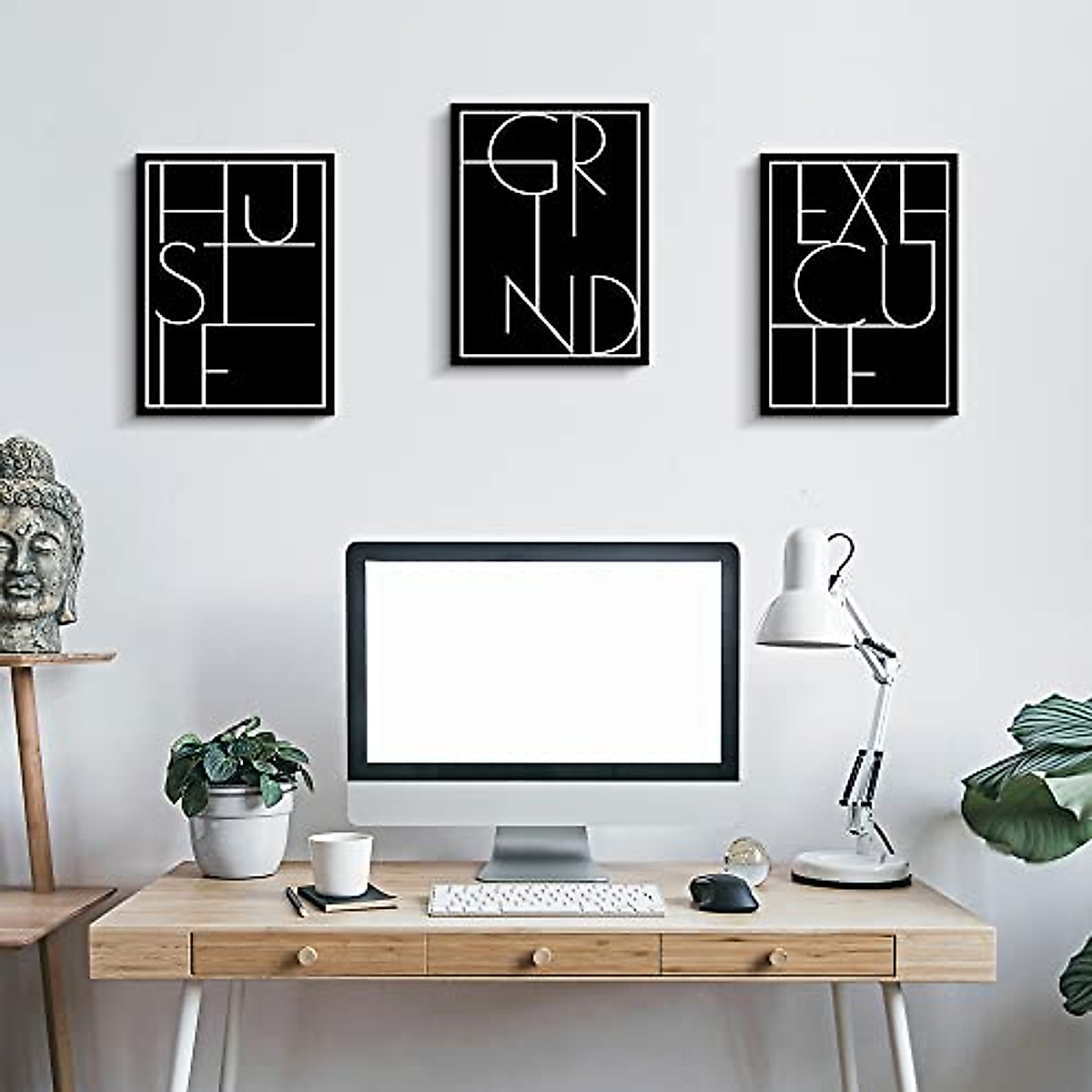 ARTINME Hustle Grind Execute Wall Art Inspirational Posters Motivational Wall Decor Inspirational Quotes Wall Art Motivational Wall Posters for Office Classroom Living Room Decor