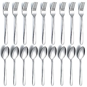 Gymdin 24 Piece Spoons and Forks Set, Food Grade Stainless Steel Flatware Cutlery Set, Silverware Forks and Tablespoon for Home, Kitchen and Restaurant, Mirror Polished, Dishwasher Safe