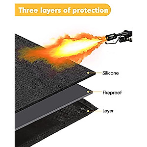 Under Grill Mat, 48×36 inch BBQ Floor mats, Indoor Fireplace Mats Fire Pit Mats, Fire Resistant, Water Resistant, Oil Proof, Easy to Clean Grill Mats for Outdoor Grill Deck Protectorf