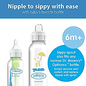 Dr. Brown’s® Milestones™ Narrow Sippy Bottle, 100% Silicone Soft Sippy Spout, 8oz/250mL, Flamingo & Bunny, 6m+