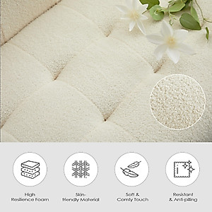 TYBOATLE Accent Chairs Set of 2 Living Room Chairs Cozy Tufted Mid Century Modern Accent Chairs with Arms for Bedroom Comfy Reading Arm Chair Small Chairs for Small Spaces Bedroom Office (2, White)