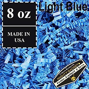 Mighty Gadget (R) 1/2 LB Light Blue Crinkle Cut Paper Shred Filler for Gift Wrapping & Basket Filling