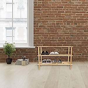 Home Basics 12 Pair / 3 Tier Wooden Shelves Shoe Rack