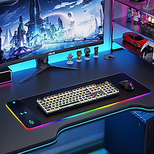 GIM Wireless Charging RGB Gaming Mouse Pad 10W, LED Mouse Mat 800x300x4MM, 10 Light Modes Extra Large Mousepad Non-Slip Rubber Base Computer Keyboard Mat for Gaming, MacBook, PC, Laptop, Desk