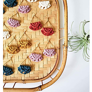 Bohemian Handmade Fringe Tassel Dangle Drop Statement Earrings for Women (Green)