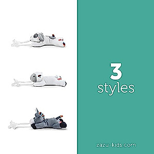 Plush Animal Pacifier Holder - Detachable Universal Paci Toy for Babies & Toddlers, Dexy The Dog White and Grey Stuffed Animal by ZazuKids