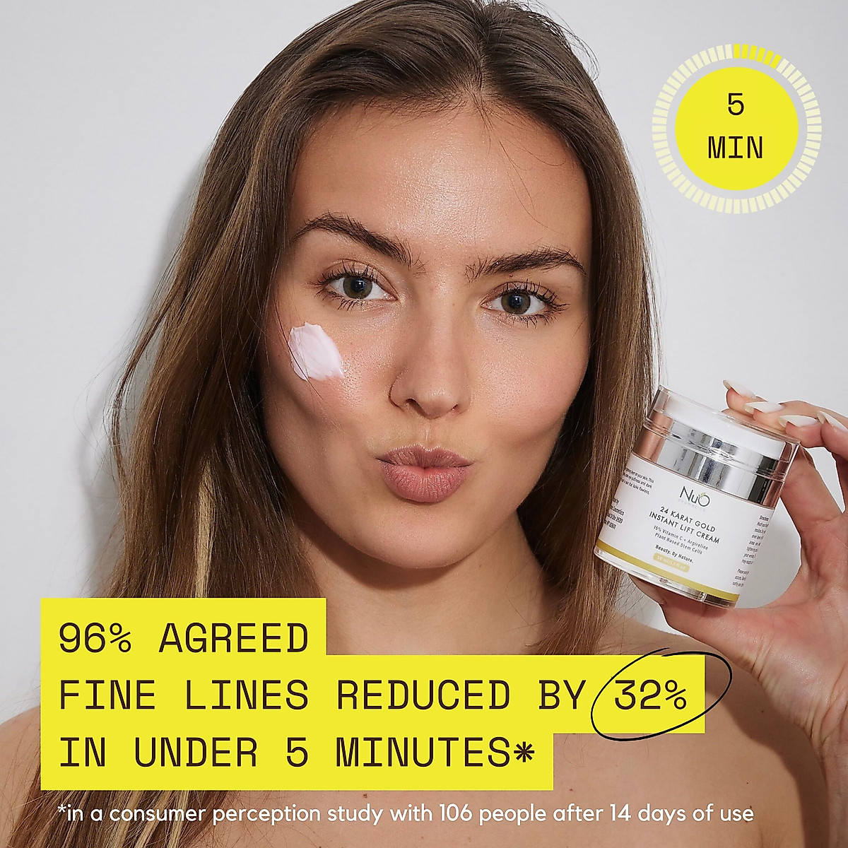 nuorganic 24k Instant Face Lift Cream - Advanced Anti-Aging Moisturizer with Plant Stem Cells for Youthful Glow - Cruelty-Free Wrinkle Cream for All Skin - Vegan Beauty Skincare, 50ml 3-Month Supply