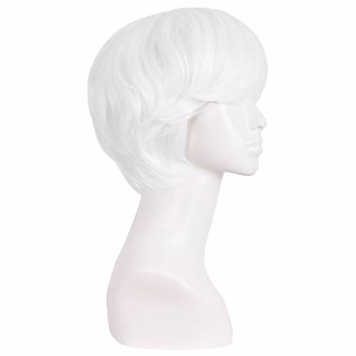 MapofBeauty 10 Inch/25cm Fashion Men Short Curly Hair Cosplay Wig (White)