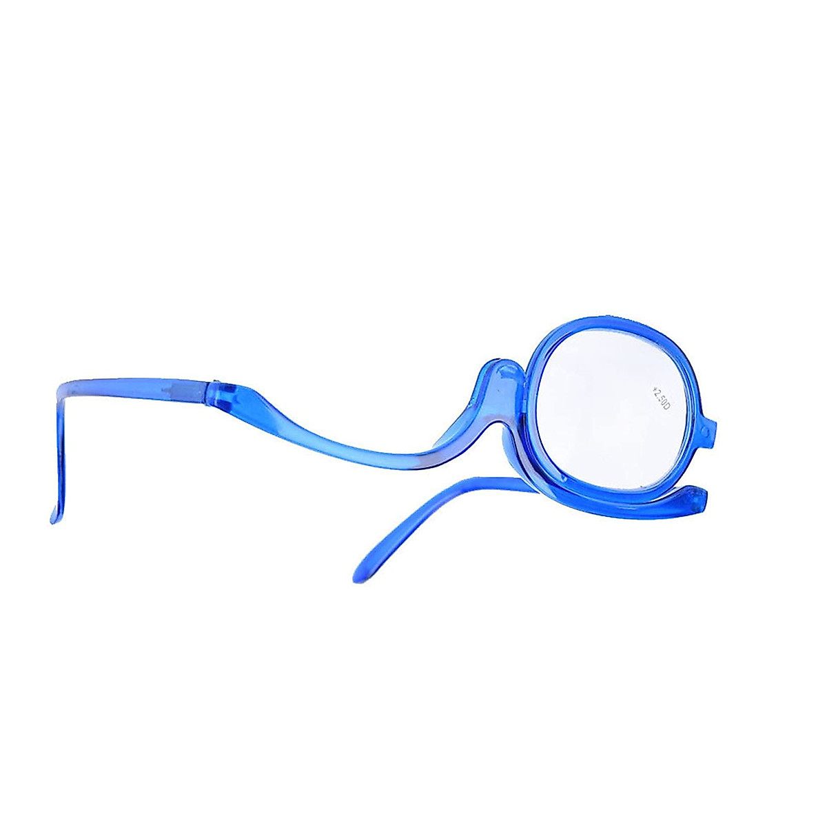 Brrnoo Eye Makeup Glasses, Make Up Makeup Glasses with Foldable, Magnify Eye Makeup Glasses Single Lens Rotating Glasses Women's Makeup Essential Tool(250 + blue)