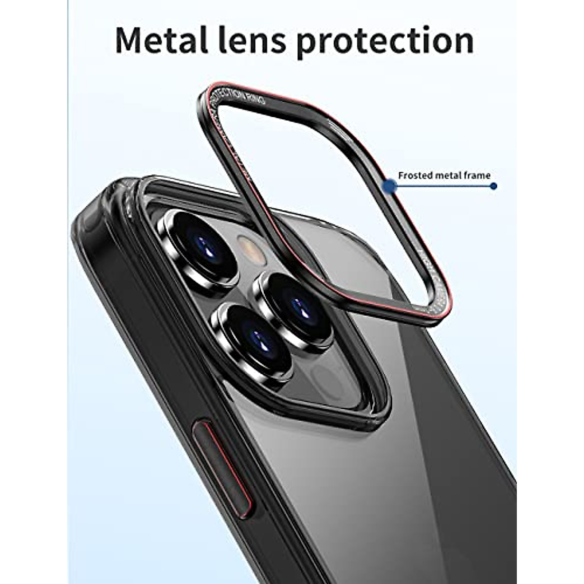 Kakalux iPhone 14Pro Compatible Clear case with Metal Lens Protection, Two-Tone Individual Metal Buttons and Cushioned airbag Drop Protection for iPhone 14Pro -（Green）.