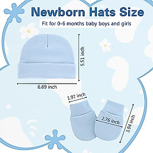 Zando Baby Hats and Mittens Unisex Infant Beanie Caps Newborn Hospital Hat with Scratch Mitten Set for Baby Boys Grils 4 Pack 2 One Size