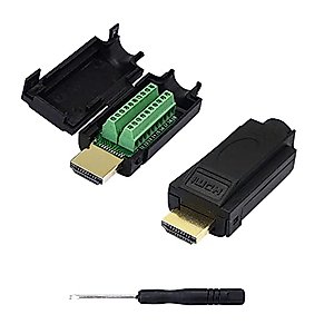 SinLoon 2 Pack HDMI Solderless Adapter Gold Plated HDMI Extension Cable Connector Signals Terminal Breakout Board Free Welding Connector with Plastic Cover Screwdriver