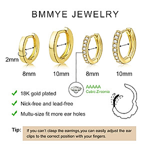 Gold Huggie Hoop Earrings, Tiny Mini Hoop Earrings Set Hypoallergenic Small Gold Hoop Earrings for Women