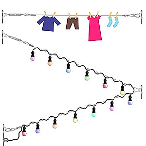 NQN 170FT Globe String Light Suspension Kit, Outdoor String Light Suspension Hanging Kit Guide Wire for Patio, Garden-Vinyl Coated 304 Stainless Steel Wire Cable, Turnbuckle, Hooks, Full Accessories