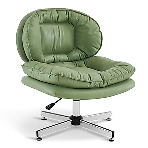 MCombo Swivel Accent Chair with Height Adjustment, Upholstered Desk Chair for Living Room Office 4473 (Green, 4-Star Base)