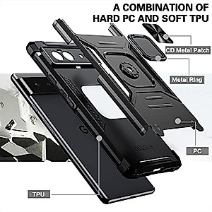 ANTSHARE for Google Pixel 6 Case with Screen Protector, Military Grade Dual Layer Shockproof Heavy Duty Protective Phone Case with Magnetic Kickstand Car Mount Holder for Pixel 6 5G 2021 6.4’’(Black)