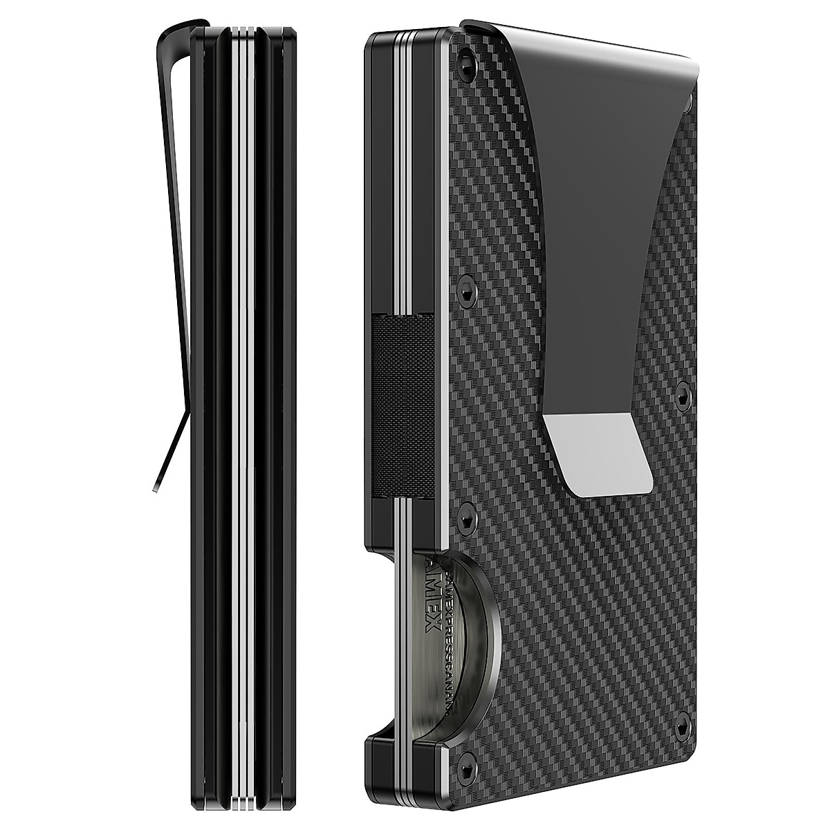 Minimalist Slim Wallet For Men with Money-Clip-Credit Card Holder, Carbon Fiber Wallet, Thin Metal Wallet, Rfid Wallet for Men