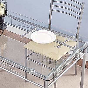 VECELO Dining Table with 4 Chairs [4 Placemats Included-] Silver X-Large