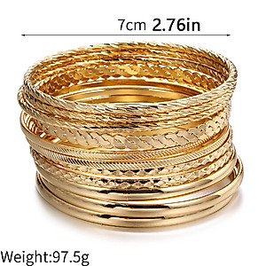 Aonklot Indian Bangles for Women Gold Stackable Bangle Bracelets Set Layers Bohemica Bracelets Multi Cuff Bangle Bracelet Wedding Jewelry for Women Girls