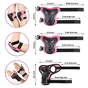 WayEee Kids Bike Helmet Knee Elbow Pads Wrist Guards Set for 4~10yrs Boys Girls Child, Adjustable Protective Gear Set for Sports Skateboarding Cycling Scooter Roller Skating Longboard Rollerblade