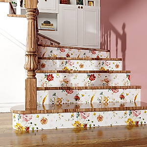 VEELIKE 17.7''x118'' Peel and Stick Wallpaper Vintage Pink/Red/Yellow Bouquet Floral Wallpaper Removable Self Adhesive Vinyl Decorative Contact Paper for Bedroom Bathroom Walls Cabinets