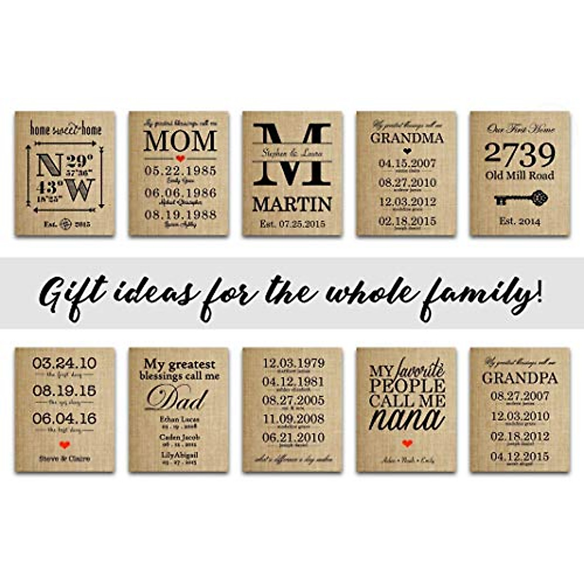 Personalized Christmas Gifts for Mom, Mother Daughter Gifts, Birthday, Anniversary: My Greatest Blessings Call Me MOM, Burlap Print -"MOM" CAN BE CHANGED TO ANY NAME! (UP TO 20 NAMES & DATES!)