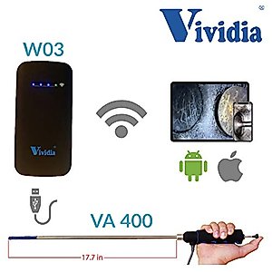 Vividia W03 WiFi Wireless USB to WiFi Converter Box with Built-in Rechargeable Battery for iOS iPhone Tablet and Android Devices for USB Digital Borescope Microscopes Otoscopes Endoscopes
