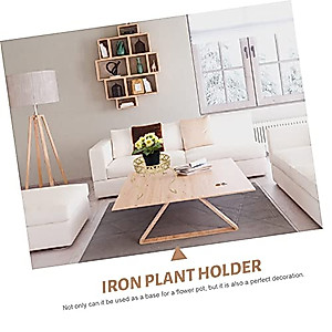 Yardwe Steel Heavy Trivet Art Stands Storage Outdoor Flowerpot Pot Bonsai Retro Flower Gold Metal Pots Shelf and Inch Base Supports Garden Round X Iron Containers Support Golden Planter