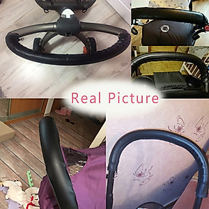 Armrest PU Leather Protective Case Handle Cover Stroller Accessories for Babyzen Yoyo (Black)