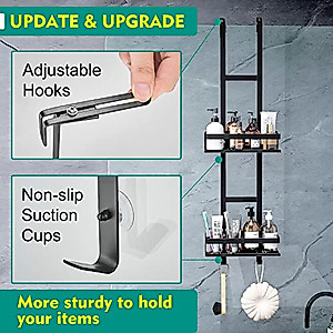 Over The Door Shower Caddy - TRUSTLIFE Shower Caddy Hanging Rustproof Stainless Shower Organizer for Bathroom, No Drilling Bathroom Shower Shelves - 2 Tier, Black