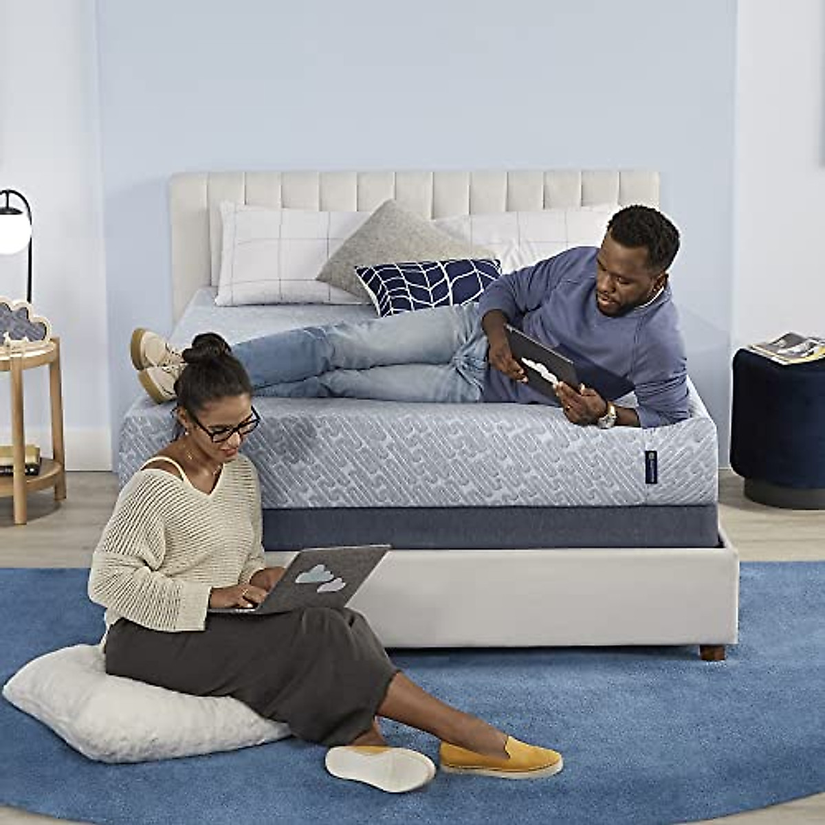 Serta - 9 inch Cooling Gel Memory Foam Mattress, Queen Size, Medium-Firm, Supportive, CertiPur-US Certified, 100-Night Trial - Sheepless Night,Blue