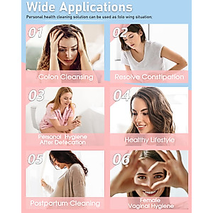 Enema Douche Anti Back-Flow, Amal Douche Bottle for Colon Cleansing Detox and Constipation, Anal Enema Bulb with 5 Spouts, Reusable Enima Vaginal Cleaner kit for Men Women (1Pink)