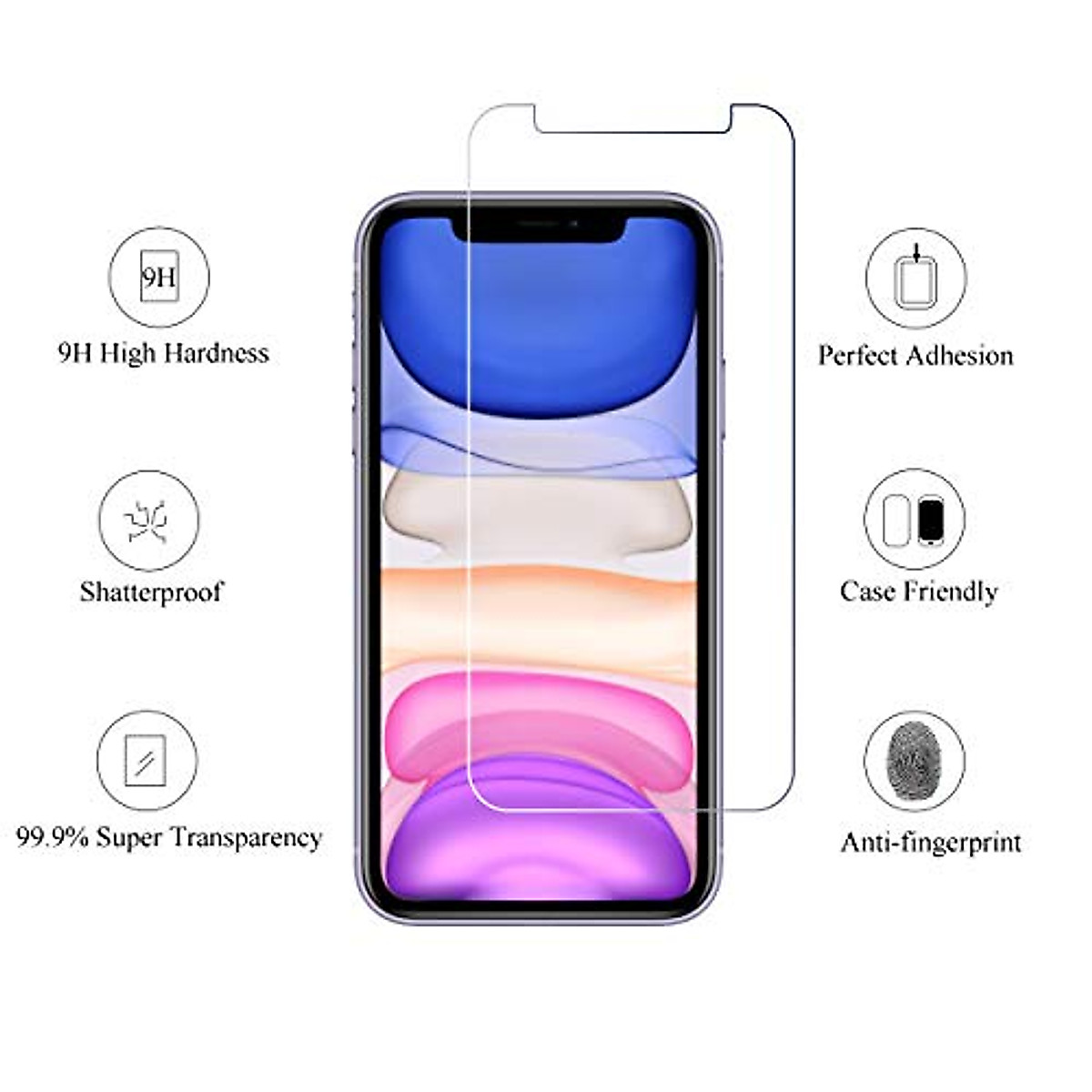 HOMEMO Glass Screen Protector for iPhone 11/iPhone XR 6.1 Inch 3 Pack Tempered Glass