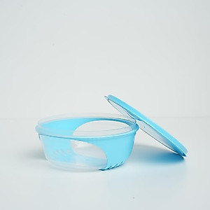 Unica Round Food Container, BPA-free Microwave Bowls with Lids, Airtight Container Serving, Stackable Mixing Bowl Set, Freezer & Dishwasher Safe, Set of 3, Blue, 16 oz, 6.12x6.12x2.54 in