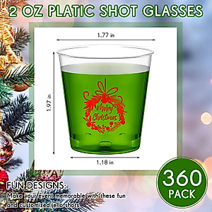 Yaomiao 300 Pieces Christmas Plastic Glasses 2 oz Christmas Party Transparent Cups Bulk Disposable Plastic Drinking Tasting Cups Christmas Shot Glasses for Adults for Whiskey Xmas Party Supplies