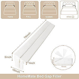 Homemate King Size 76" Foldable Bed Wedge Pillow for Headboard - Upgraded Bed Gap Filler Between Mattress and Headboard - Noodle Pillow Wedge for Headboard Gap