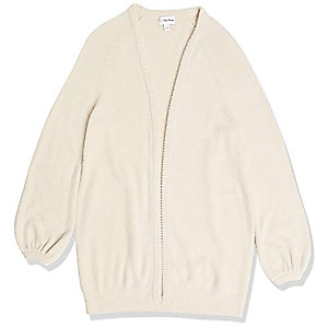 The Drop Women's Mirabelle Long Belle Sleeve no Closure Fuzzy Jersey Cardigan, Sandstorm, XS