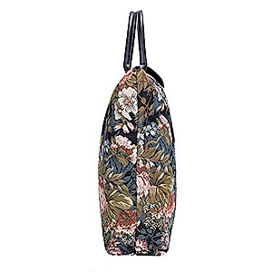 Signare Tapestry Foldable Tote Bag Reusable Shopping Bag Grocery Bag with Floral Peony Design (FDAW-PEO)