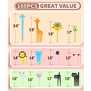 DOUDOULE 160PCS Food Picks for Kids with Storage Box, Kids Lunch Accessories for Bento Box, Animal Kids Food Picks for Picky Eater, Cute Toothpicks for Food Fruit, Fun Toddler Food Picks