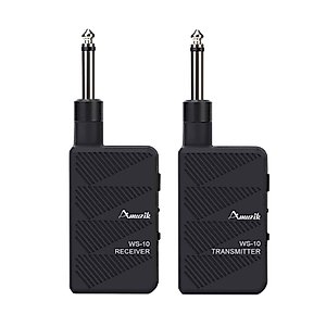 Amuzik Wireless Transmitter Receiver 2.4GHz Wireless Guitar System Low Latency Rechargeable Guitar Wireless System for Guitar Bass Electric Instruments
