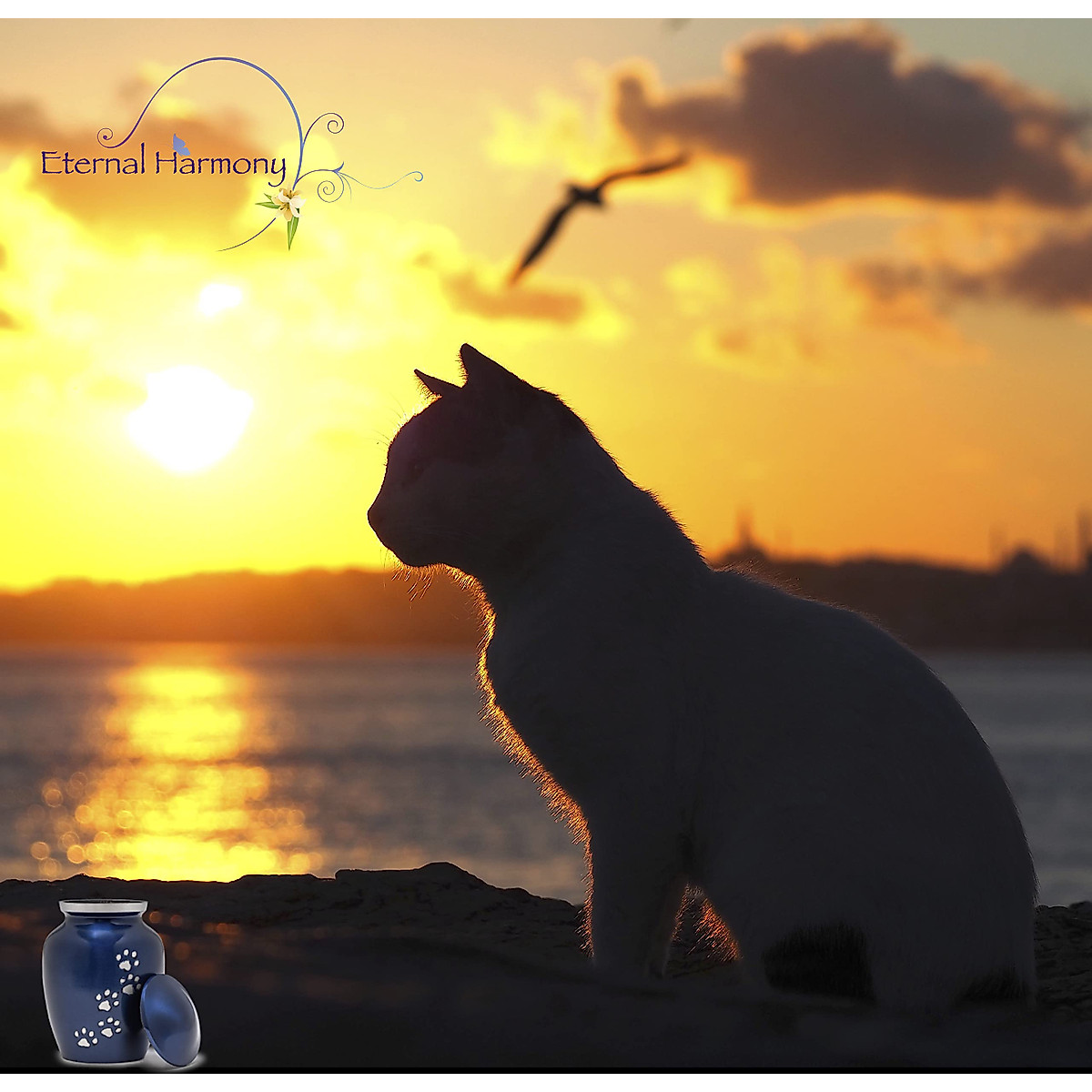 Eternal Harmony Pet Urns for Dogs with Secure Seal, Velvet Bag & Anti-Slip Felt Bottom, Animal Urn for Dog Ashes, Cat Ashes & Any Pet Up to 40 lbs (Blue, Medium)