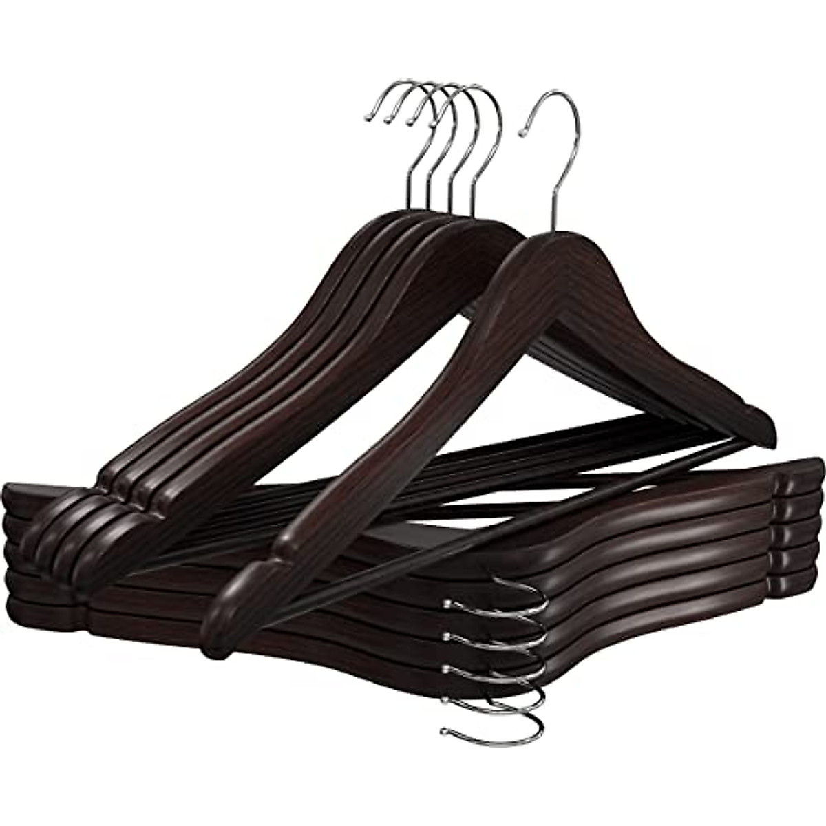 Utopia Home Premium Wooden Hangers 10 Pack - Durable & Slim Coat Hanger - Suit Hangers with 360-Degree Rotatable Hook - Wood Hangers with Shoulder Grooves (Brown Color)
