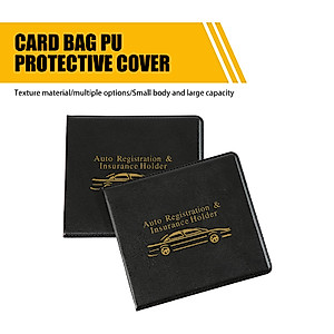 GKmow 2 PCS Car Registration Insurance Card Holder, Document Holder, PU Leather Case for ID, Driver's License, Key Contact Information Cards, Vehicle Paperwork Organizer (Black & Yellow)