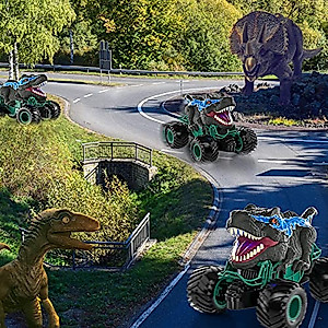 Bennol 2.4GHz Remote Control Dinosaur Car Trucks Toys for Kids Boys, RC Dino Car Toys with Light, Sound & Spray, Indoor Outdoor All Terrain Electric RC Car Toys Gifts for 3 4 5 4-7 8-12 Boys Kids