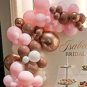Pateeha Dusty Pink Balloon Arch Garland Kit 135 Pcs Dusty Rose Gold Balloon Garland Double Stuffed Baby Pink White Balloons for Birthday Baby Shower Mothers Day Decorations