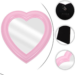 BinaryABC Heart Makeup Mirror Cosmetic Mirror Wall Desktop Small Mirror Bedroom Mirror (Light Pink)
