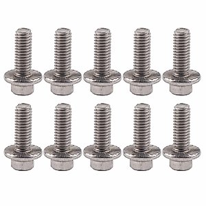 10pcs M6 Stainless Steel SS304-70 Hex Flange Screws Washer Head Bolts Fastener Hex Head with Flange(M6*16)