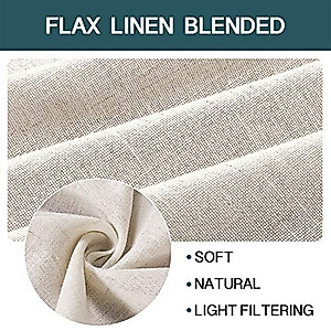Natural Linen Curtains 108 Inches Extra Long Rod Pocket Semi Sheer Curtain Drapes Elegant Casual Linen Textured Window Draperies, Light Filtering Privacy Added Home Fashion 2 Panels, Natural